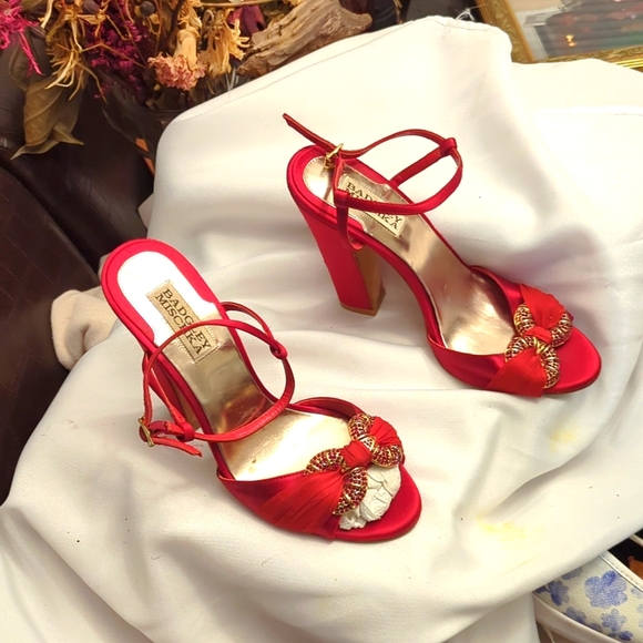 Badgley Mischka | Shoes | Badgley Mischka Red Satin Heels | Poshmark